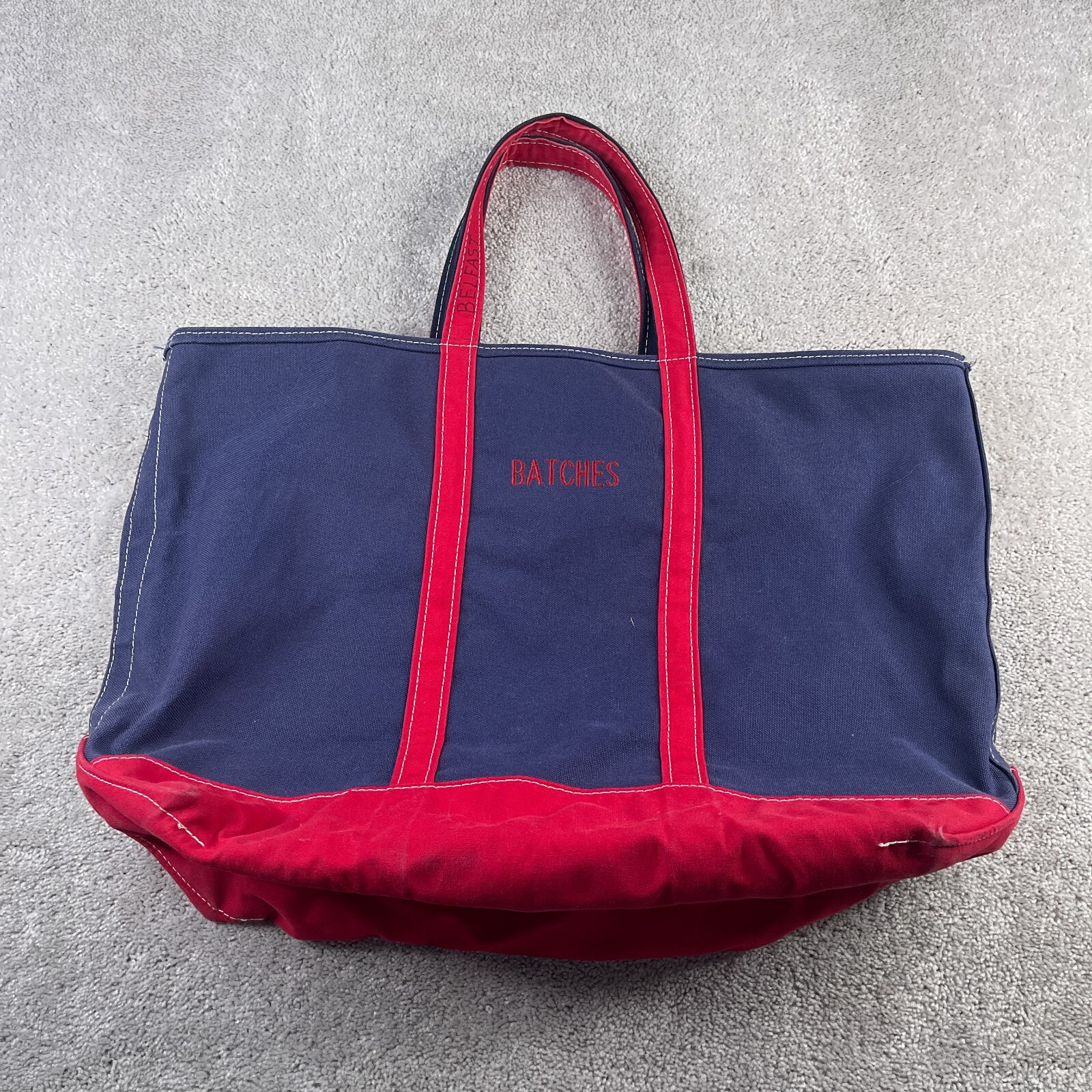 VINTAGE LL Bean Boat and Tote Canvas Bag Blue Red XL … - Gem