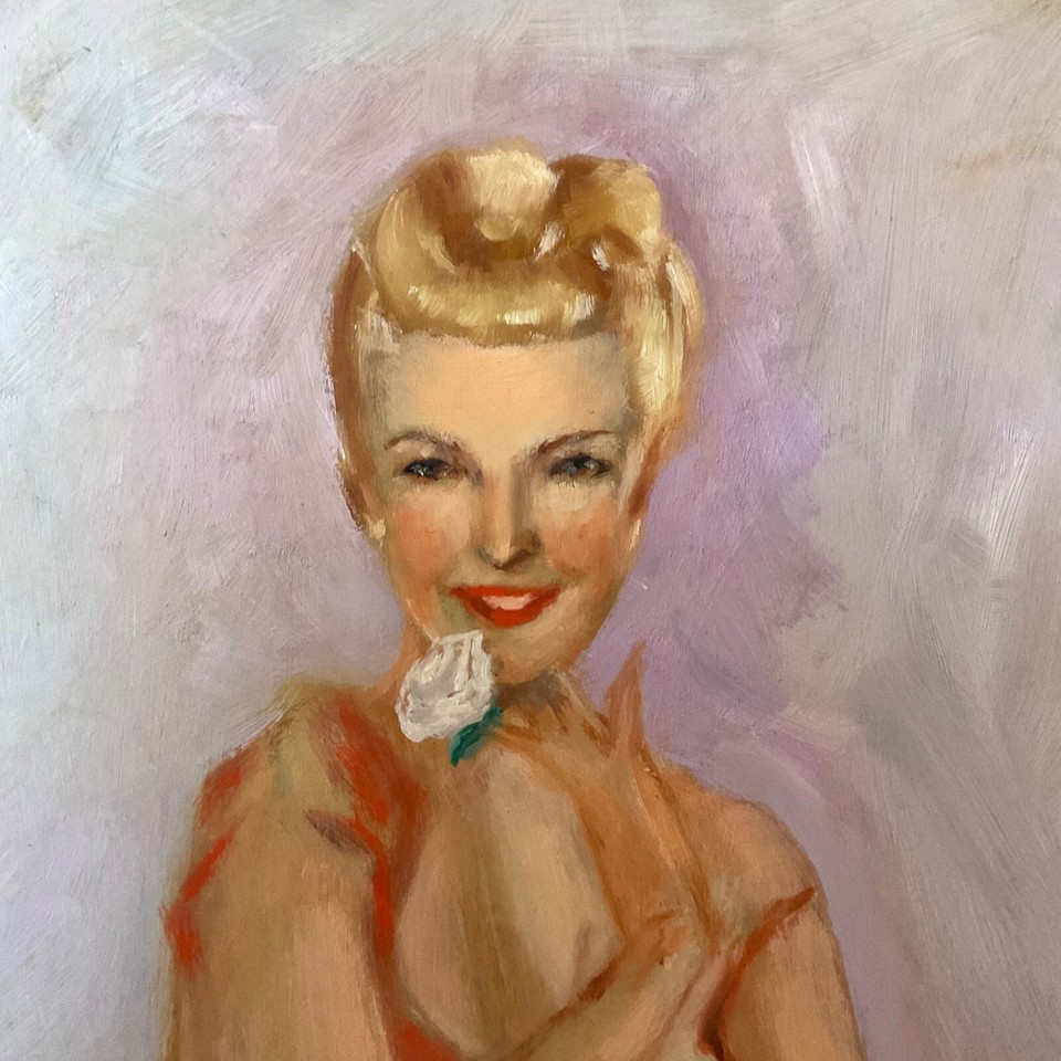 woman portrait original oil painting hand painted Vintage 80s Gil ...