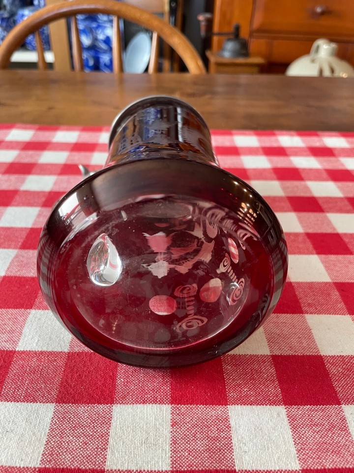 Antique Egermann Bohemian Ruby cut Glass Stein with Pewter Lid | eBay