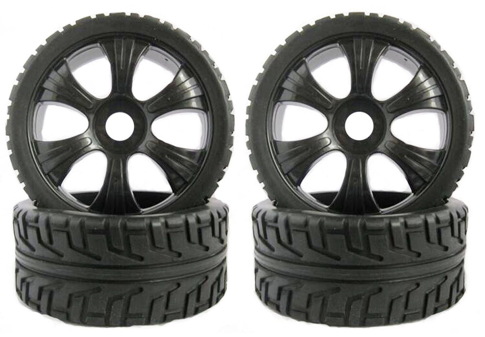 1/8 Scale Tyres Rubber Tires w/ Hex 17mm Wheels Rims 4p For RC On-Road ...