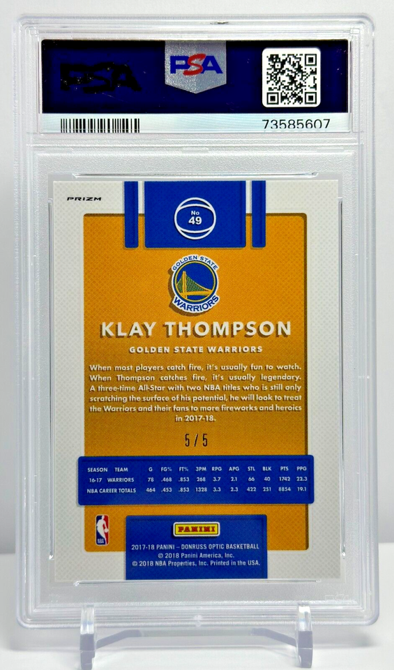 2017 Panini Optic Green Prizm # 5/5 Klay Thompson GSW No. 49 PSA 9 | eBay
