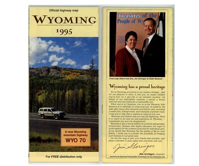 Vintage 1995 Wyoming Official Road Map – State Highway Department | eBay