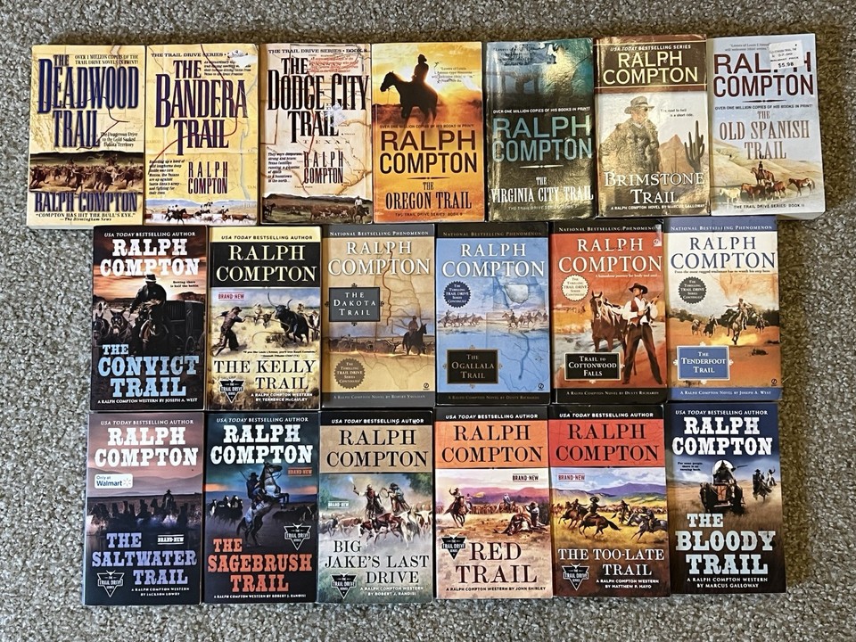 Huge Lot 85 Ralph Compton Western Books No Duplicates Trail Drive ...