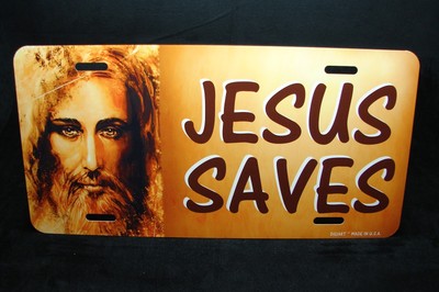 JESUS SAVES METAL CAR LICENSE PLATE. RELIGIOUS CHRISTIAN SPIRITUAL ...
