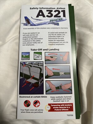 DEC 2020 FRONTIER AIRLINES SAFETY CARD--AIRBUS 321-- MADE IN GERMANY | eBay