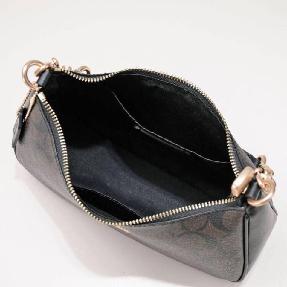 COACH Teri 2Way Shoulder Bag Signature Coated Canvas Black Brown CA548 ...