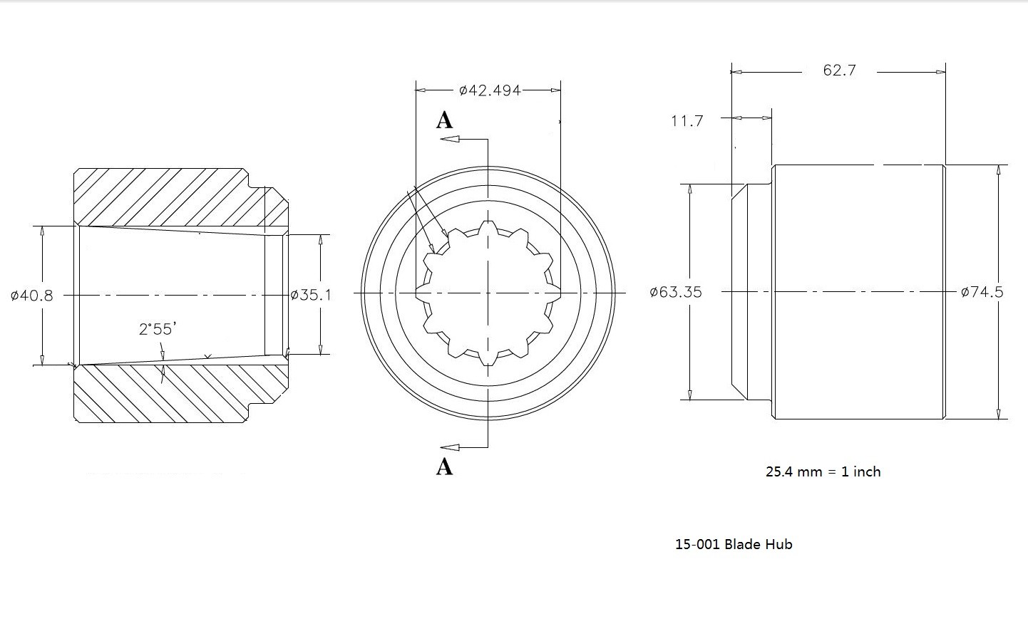 Land Pride Weld In 12 Spline Blade Hub for 40HP Gearbox, 210000, 210013 ...