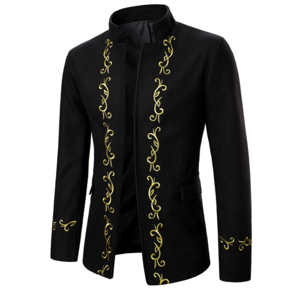 Men's Blazer Embroidery Jacket Coat Suit Formal Party Wedding Stand ...