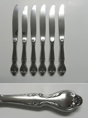 Lot of 6 Lyon Stainless Steel QUEENS FANCY Modern Dinner Knives 8.75 ...