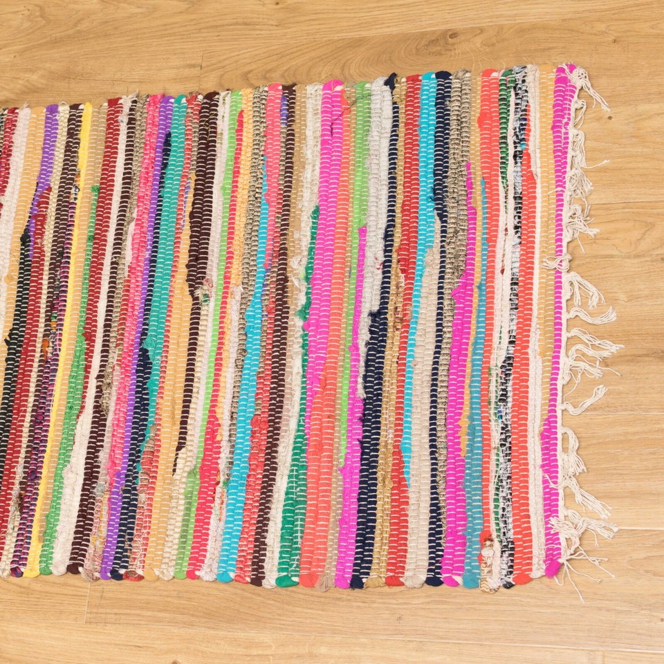 ⭐ Chindi Rag Rug Recycled Handloom Multicoloured Braided Runner Carpet ...