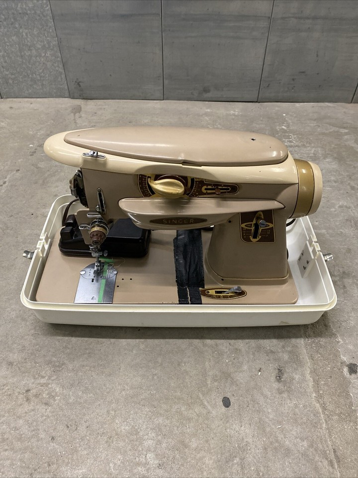 Vintage Singer 500a Rocketeer MCM Slant-O-Matic Sewing Machine w/ Foot ...