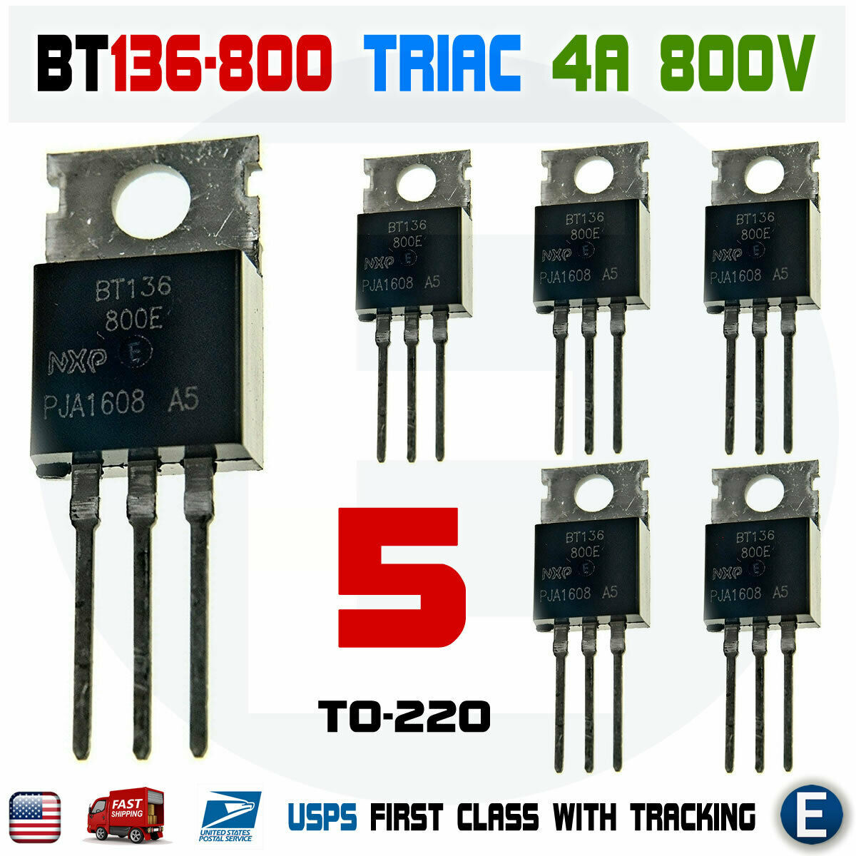 5pcs BT136-800E Triac 4A 800V TO-220 BT136-800 Sensitive Gate | eBay