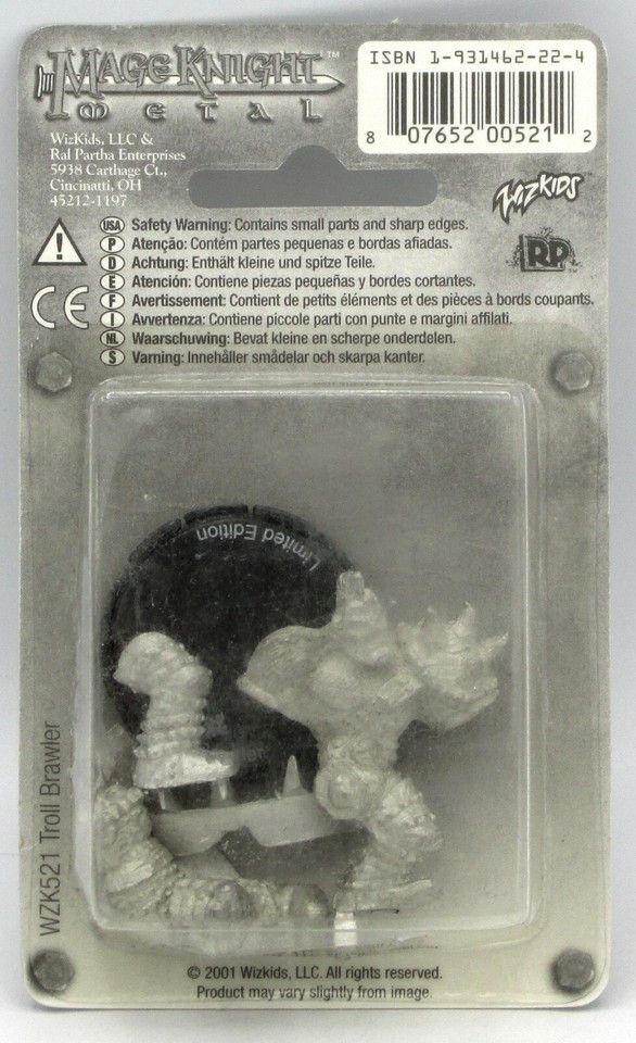 Mage Knight WZK521 Troll Brawler (Metal) Forest Ogre Warrior Miniature ...