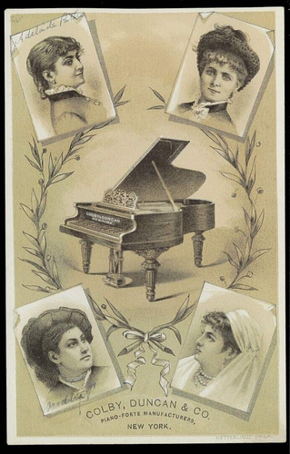 trade card, Colby, Duncan & Co. New York, Four ladies and piano S6D-1MC ...