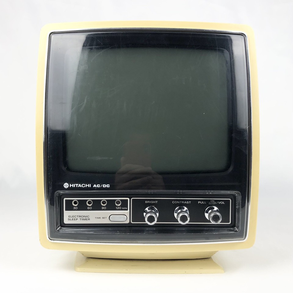 1980s Hitachi I-44 Portable 8” B&W CRT TV Television | eBay