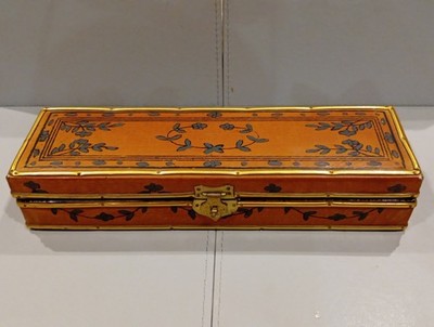 Vintage Chinese Pen Box, Leather and Wood | eBay UK