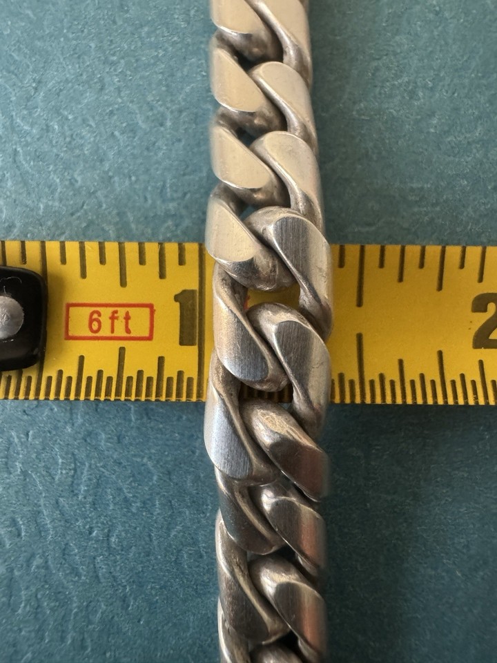 Vintage MEXICO Taxco .925 Sterling Silver Men’s Heavy Curb Cuban Chain ...