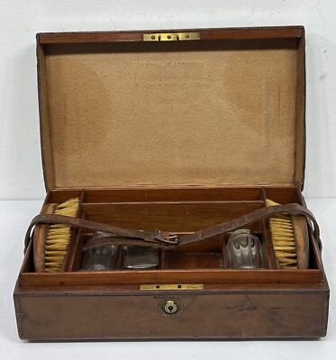 Vintage leather gentleman travel grooming kit set by Allen of the ...