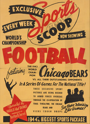 1944 Chicago Bears Sports Scoop Advertising Poster 14 x 11" Photo Print ...