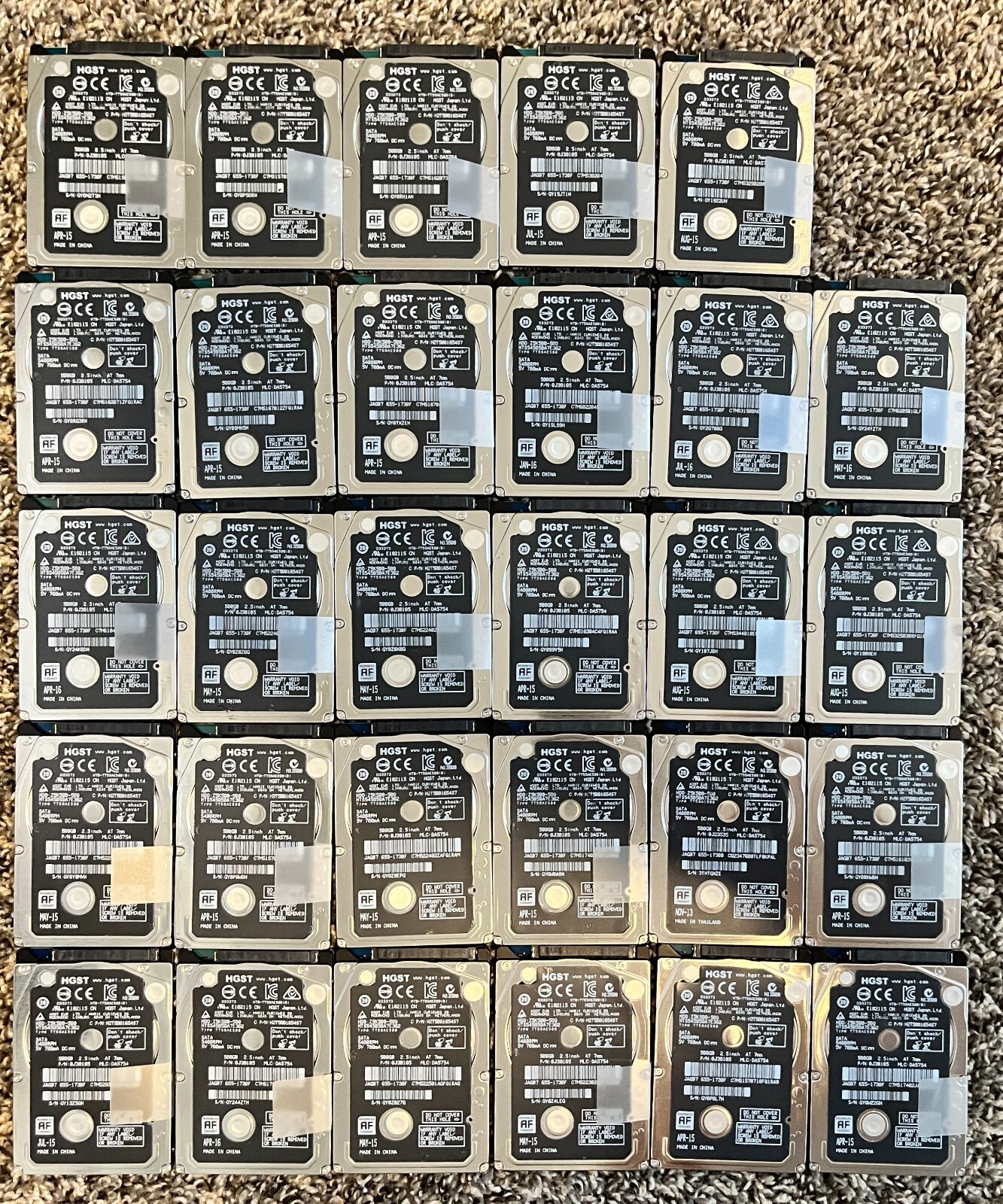 LOT OF 29 HGST 500GB Sata 2.5" HDD Hard Drives | eBay