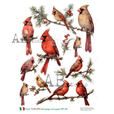 Winter Cardinals | A4 Rice Paper | Paper for Decoupage | AB Studios | eBay