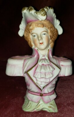 Bisque Pink,Man~Head~Bust Figurine HALSEY 7'' Vintage | eBay