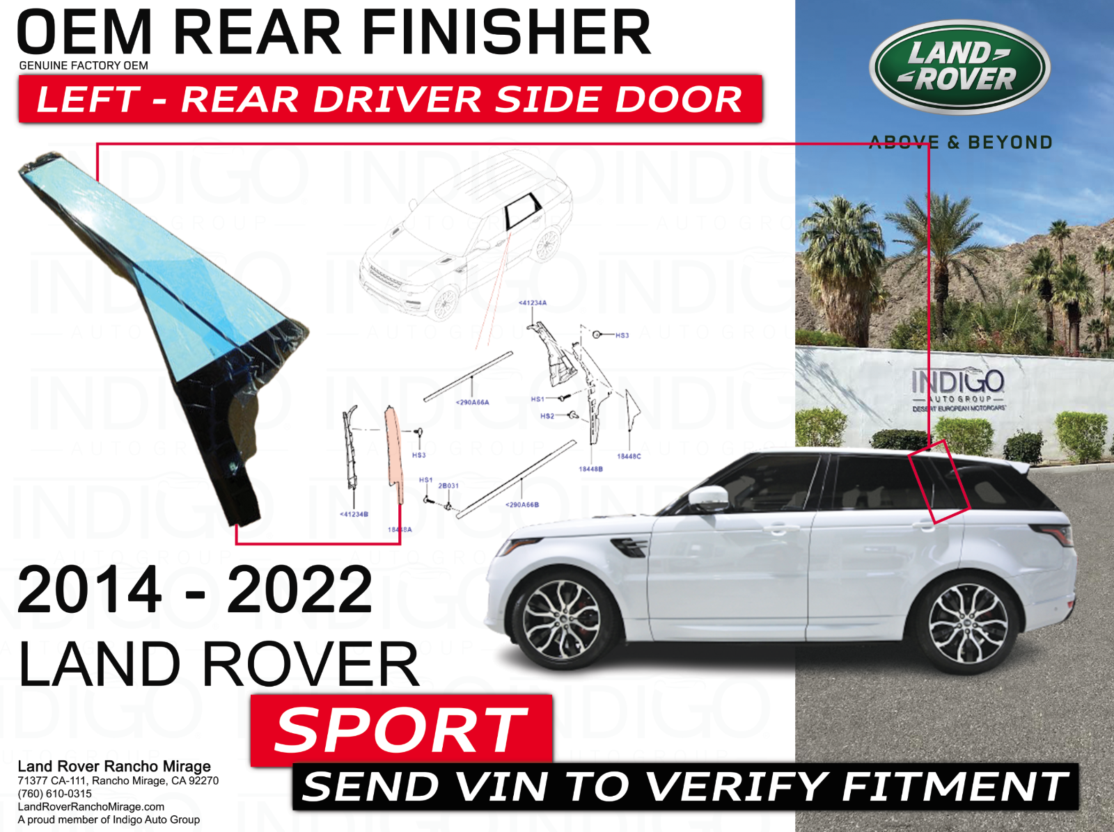 GENUINE LAND ROVER FINISHER REAR DOOR RANGE ROVER SPORT 14 ON LH NEW ...