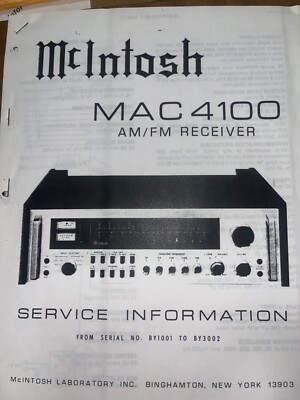 McIntosh MAC 4100 Service Manual Receiver Photocopy | eBay