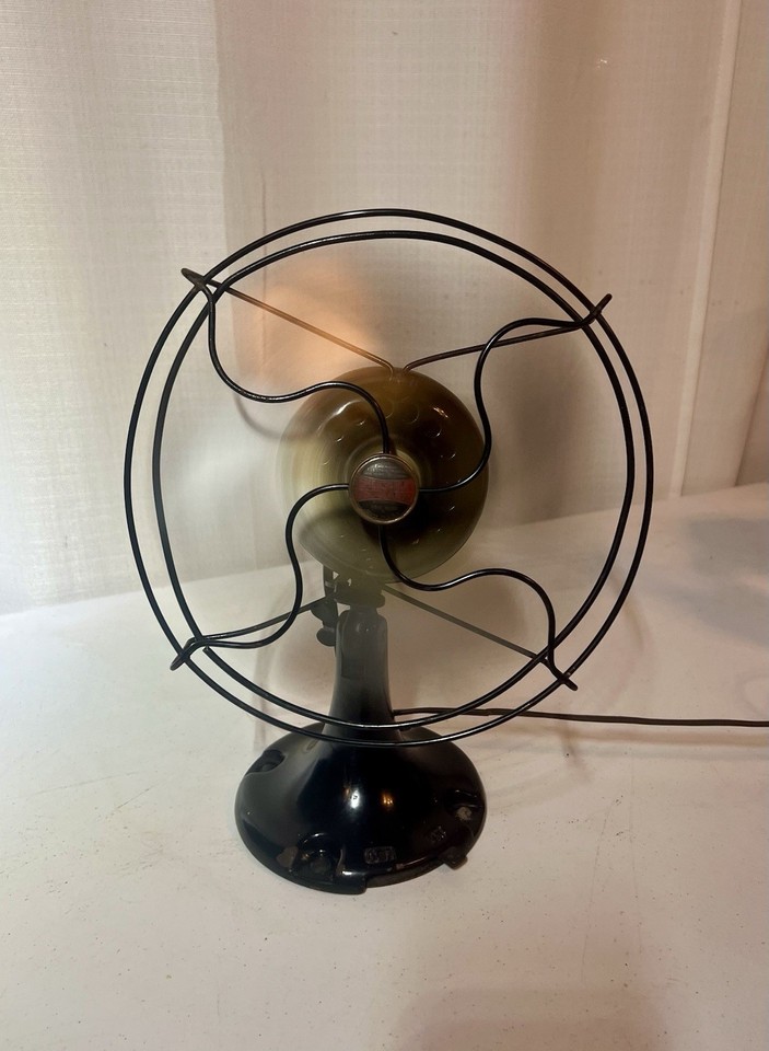 Emerson Jr Oscillator Antique Fan Red/Black Badge 9in Cast Iron Base ...