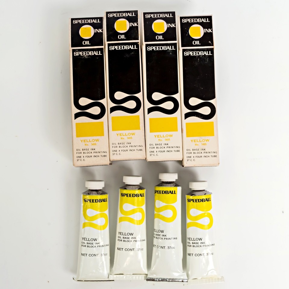 Speedball Yellow No. 3455 Vintage Oil Base Ink for Block Printing 37cc ...