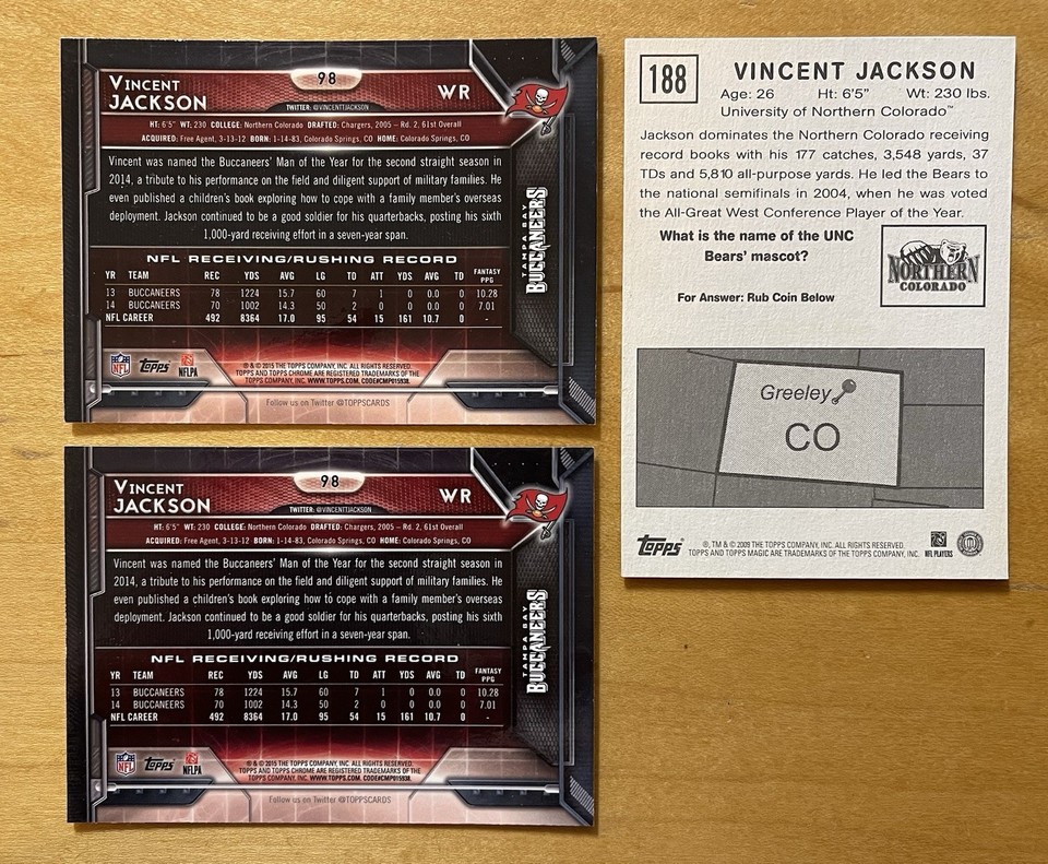 Vincent Jackson Lot Of With Topps Magic College & Topps Chrome Mint | eBay