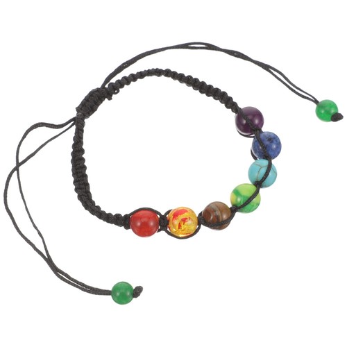 Handmade Knitted Bracelet Rainbow Color Beads Wristband Adjustable Hand ...