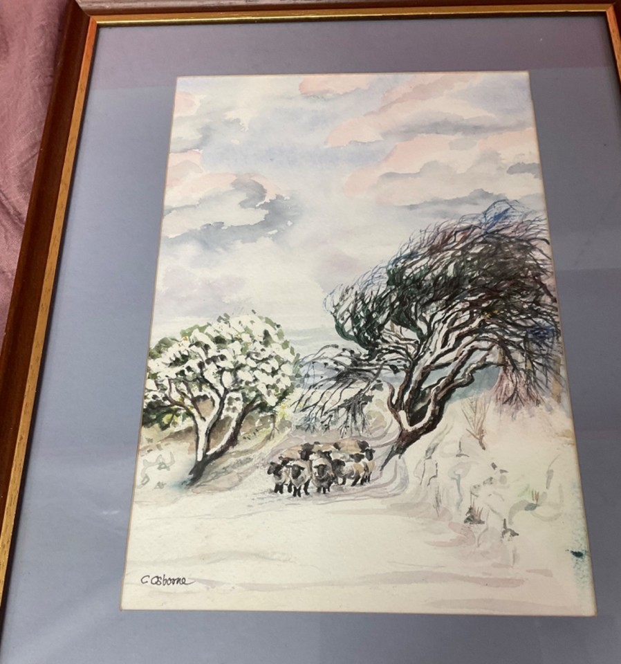 *Watercolour Painting of Sheep in Winter Scene by C. Osborne | eBay UK