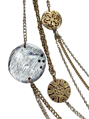 Necklace Muti-Chained Gold Silver Muti-Sized & Random Pendants | eBay