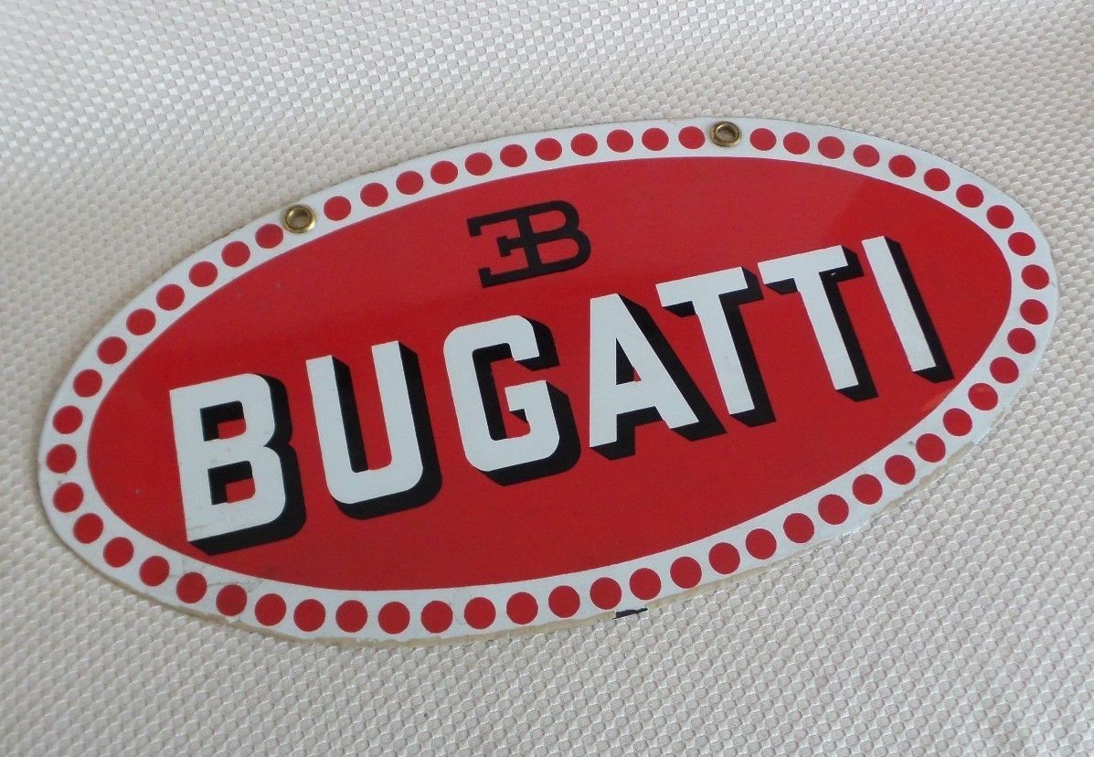 Awesome Rare Vintage 1950/60s Thick Steel and Porcelain Enamel BUGATTI ...