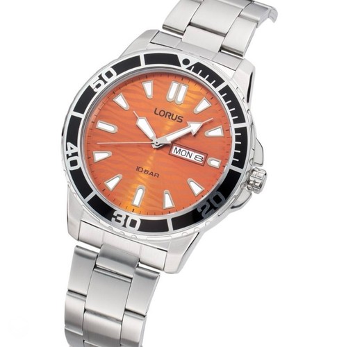 Lorus Watch Mens Orange Dial Stainless Steel RH361AX9 RRP £79.99 | eBay UK