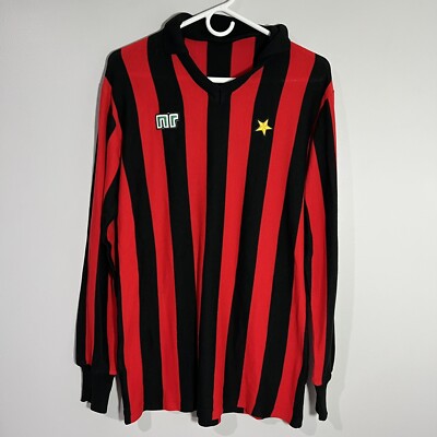 Vintage 1983 NR AC Milan Black Stripe Soccer Kit Football Jersey Mens ...