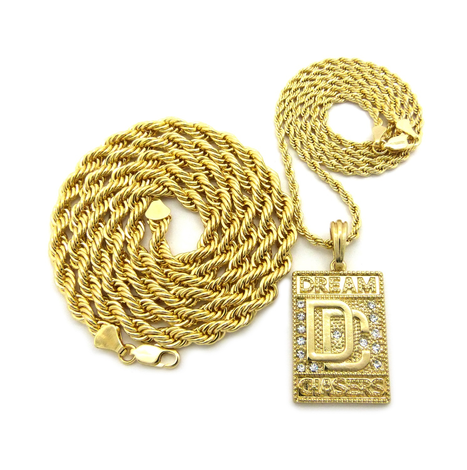 Dream Chaser DC Pendant 3mm 24",6mm 30" Rope Chain Hip Hop 2 Necklace ...