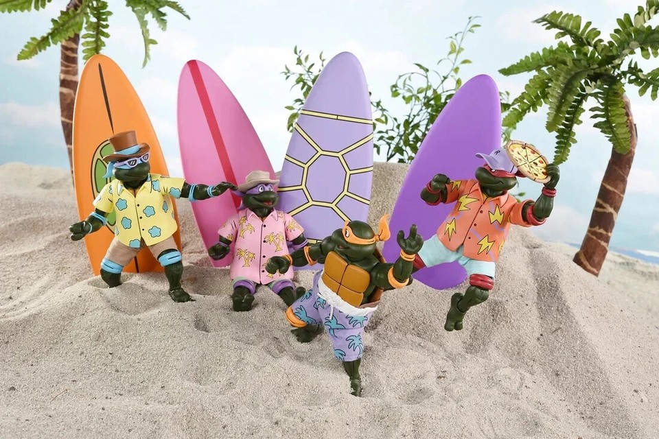 NECA SDCC TMNT Bodacious Beach Bros Teenage Mutant Ninja Turtles next ...