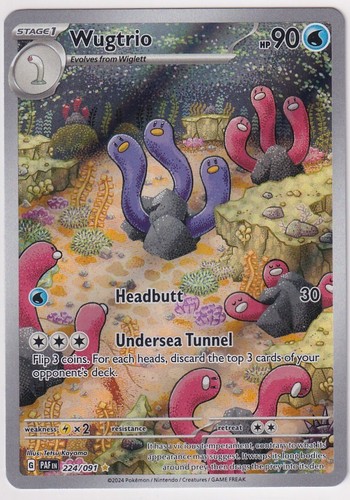 Wugtrio Full Art 224/091 Paldean Fates Illustration Rare Pokemon Card ...