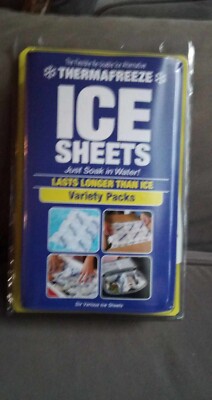 ThermaFreeze~Small Cooler Pack~4 Reusable 4x3 Ice Sheets~Mixed colors ...
