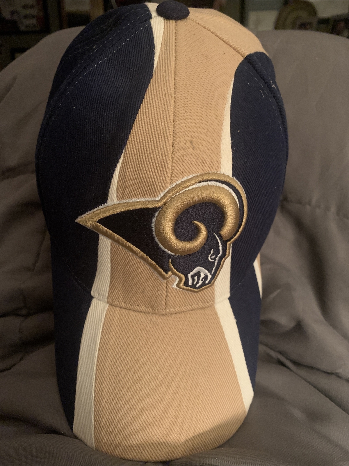 Reebok NFL St Louis Los Angeles Rams Hat Cap Blue Tan Football Adj ...