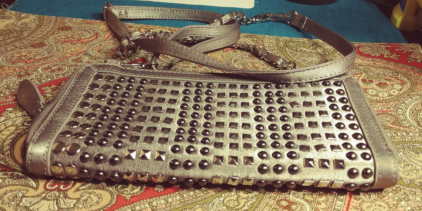 Nicole lee USA woman Crossbody metallic silver/ gold small purse size 4 ...