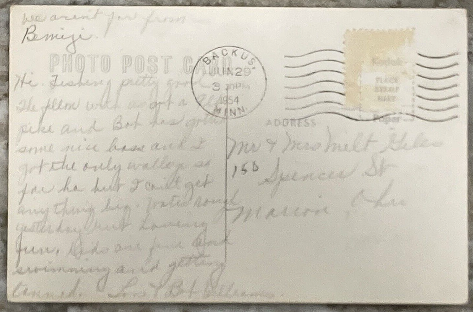 Big Deep Lake Lodge East of Hackensack Minnesota Backus 1954 RPPC ...