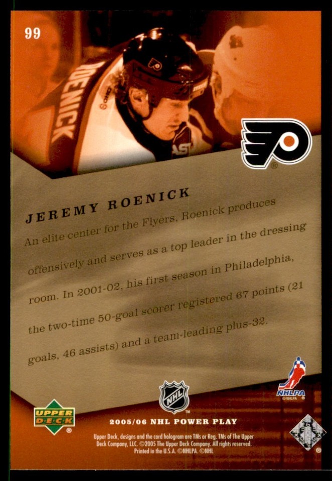 2005-06 Upper Deck PowerPlay Jeremy Roenick Philadelphia Flyers #99 ...