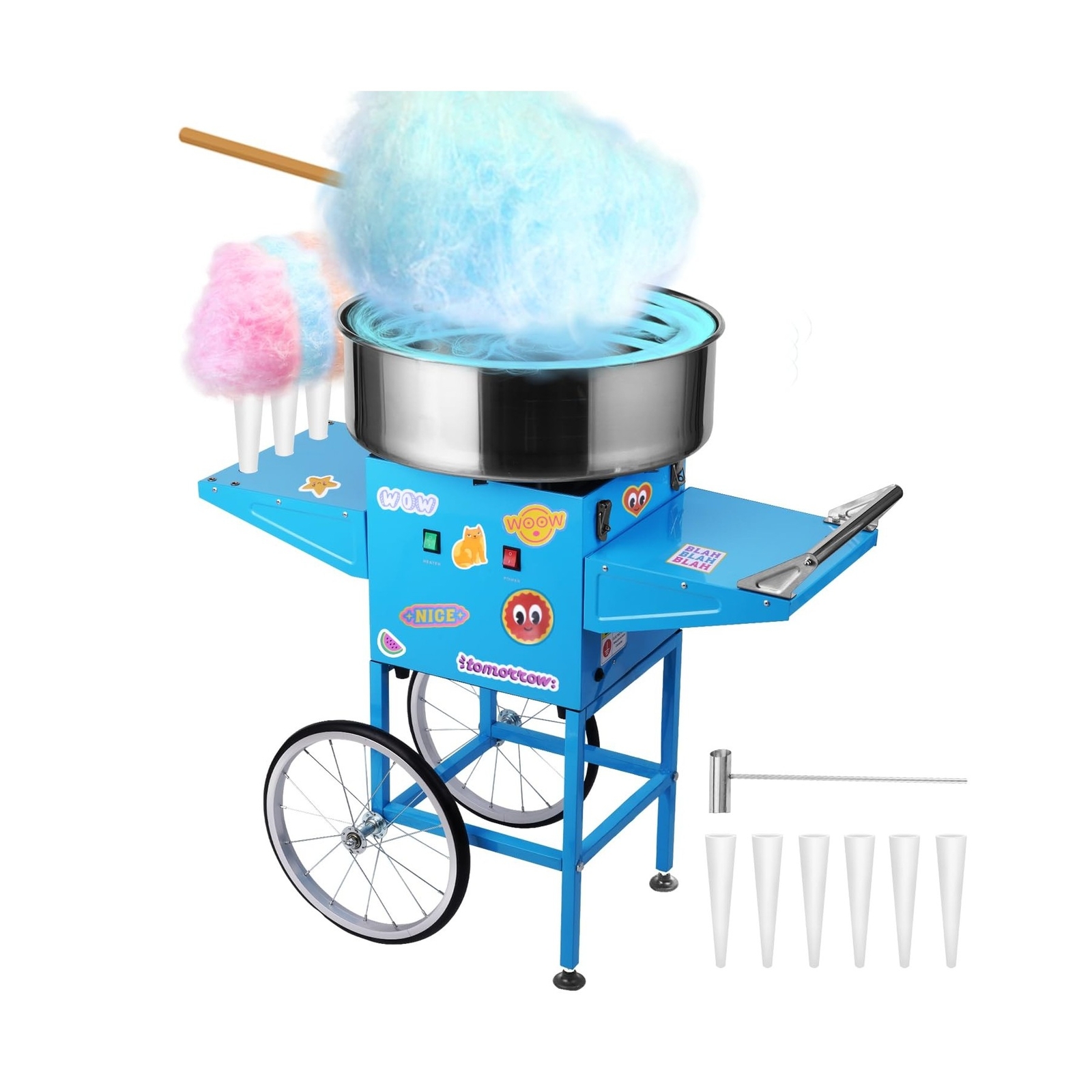 Commercial Cotton Candy Machine with Cart Blue 1100W Electric Candy Floss Mak... | eBay