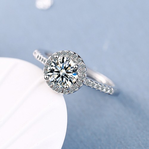 925 Sterling Silver Adjustable Ring Zircon Crystal Round Open Ring ...