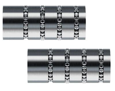 2 x Allure Diamante Finials, For 28mm Curtain Pole, Stud Barrel, Satin ...