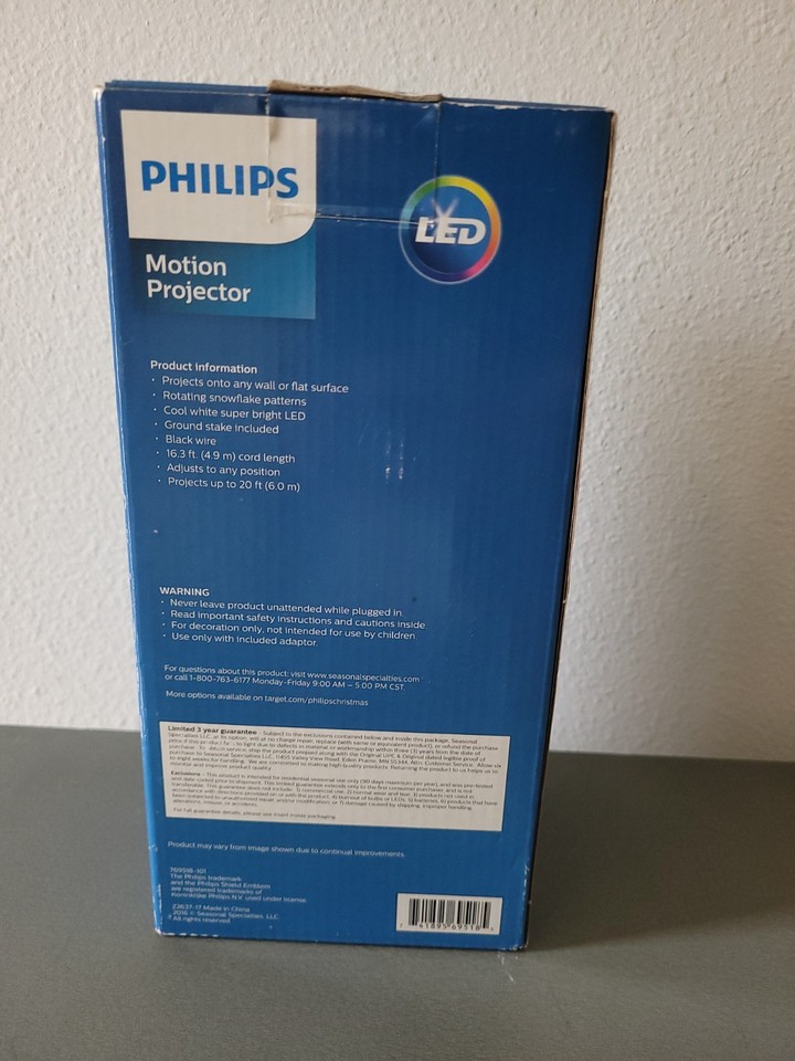 Philips Motion Projector Rotating Snowflakes Cool White Super Bright | eBay
