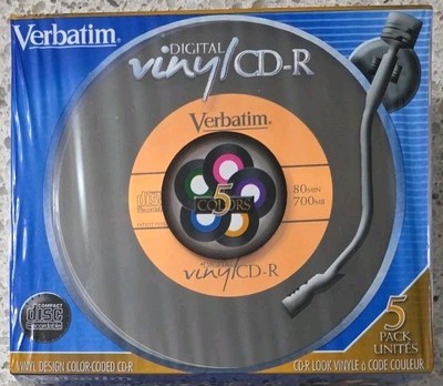 Verbatim CD-R 80min 52X with Digital Vinyl Surface 5 Pack - NEW SEALED ...